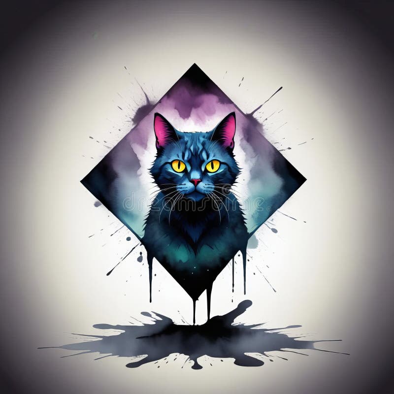 A Minimalist Gato T-Shirt Design with Dramatic Lighting Stock ...