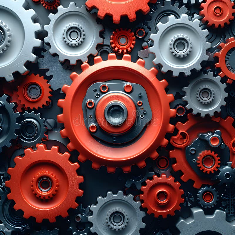 Minimalist Gears Illustration with Negative Space Stock Illustration ...