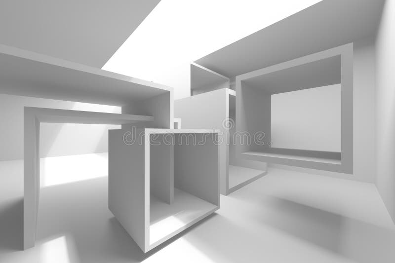 Minimalist Geometric Architecture with Abstract White Cubes in a ...