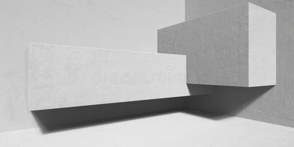 Minimalist Geometric Concrete Blocks Casting Shadows in Abstract Space ...