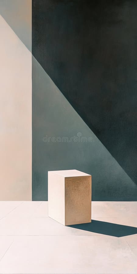 Minimalist Geometric Cube Casting Shadow in Modern Interior Design ...