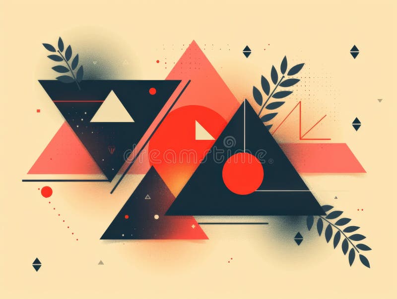 Minimalist Geometric Design Featuring Black Triangles and Red Circle ...