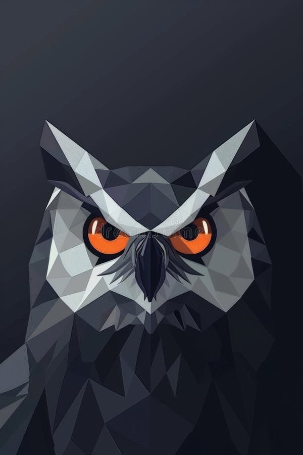 Minimalist, Geometric Design of an Owl, Staring Intently into the Night ...