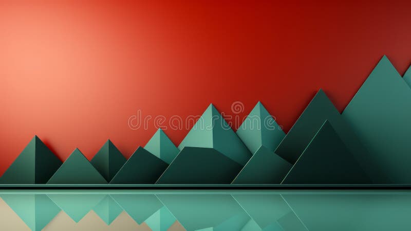 Minimalist Geometric Landscape with Rows of Triangular Shapes in Shades ...