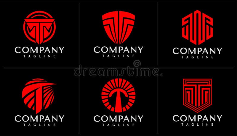 Minimalist Geometric Letter T Logo Design Set. Modern Business Initial ...