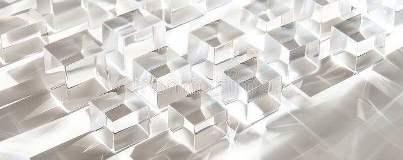A Minimalist Geometric Pattern with Clear Glass Cubes, Arranged in a ...