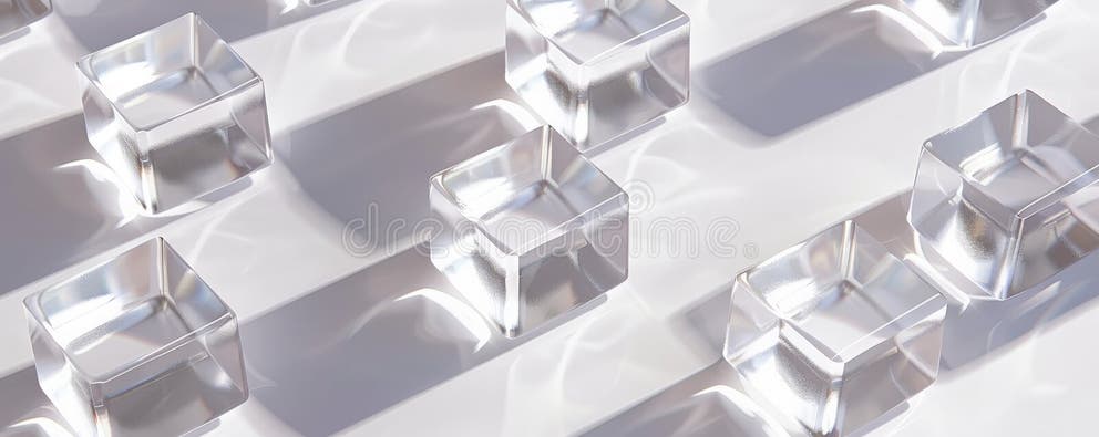 A Minimalist Geometric Pattern with Clear Glass Cubes, Arranged in a ...