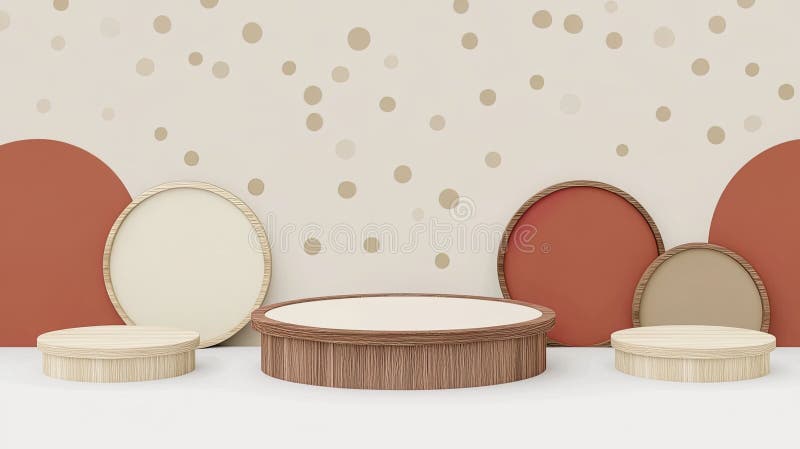 Minimalist Geometric Platform with Circular Patterns in Earth Tones ...