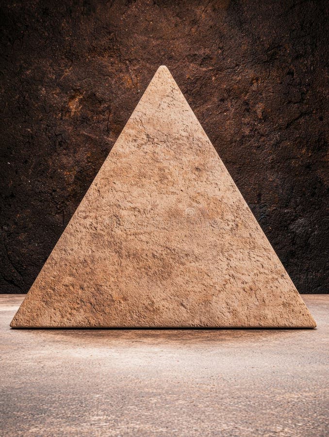 Minimalist Geometric Stone Pyramid on Wooden Surface Stock Illustration ...