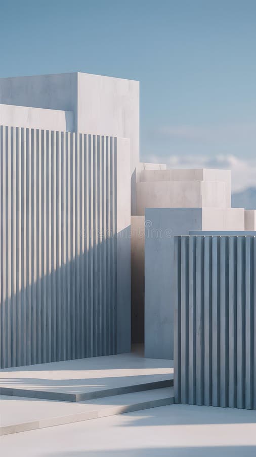 Minimalist Geometric Structures on Blue Background Creating Modern ...