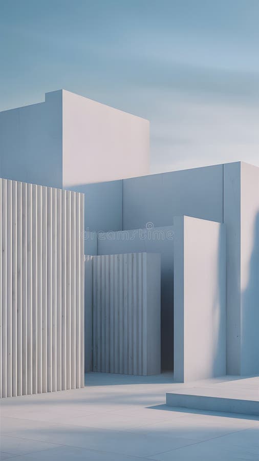 Minimalist Geometric Structures on Blue Background Creating Modern ...