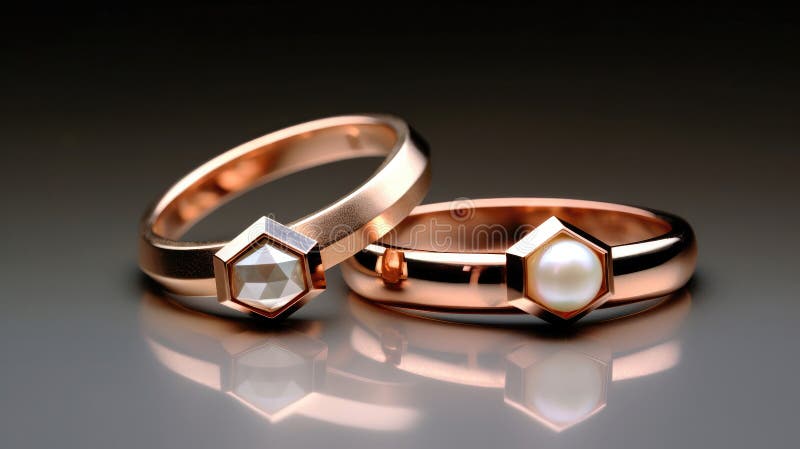 Minimalist Geometric Style Stackable Rose Gold Rings Metallic Color ...