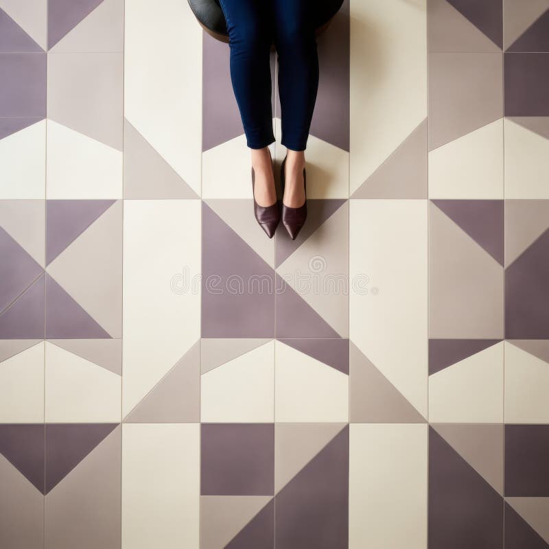 Minimalist Geometric Tile Design with Dark Violet and Light Gray Stock ...