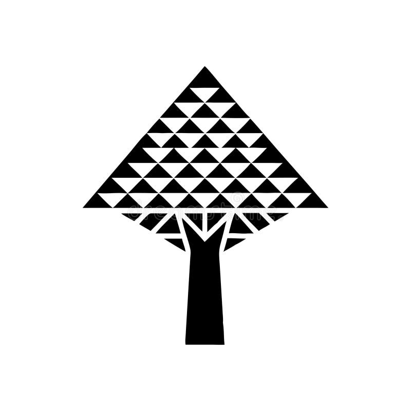 Geometric Tree Design: Minimalist Black and White Tree Illustration ...