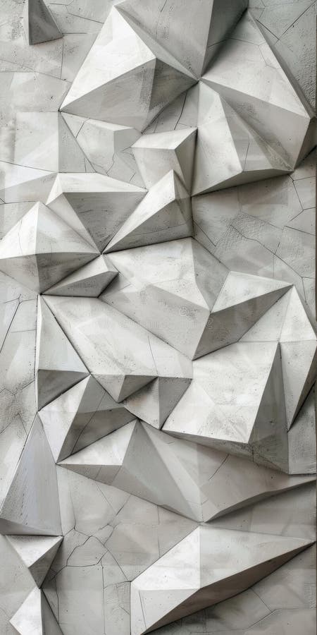 Abstract Geometric Concrete Wall with Angular Shapes and Textured ...