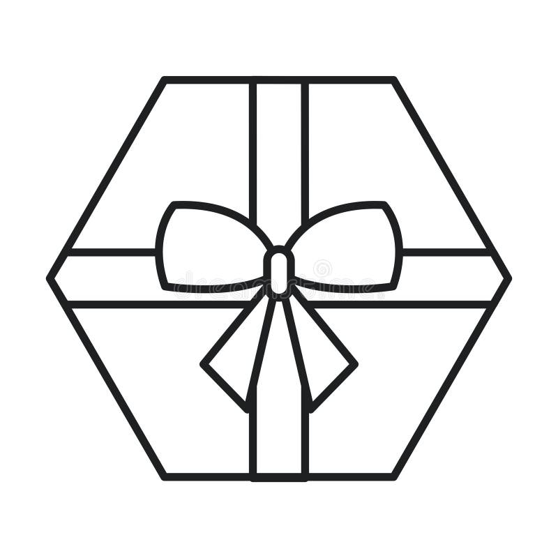 Gift Box with Bow in Outline Style Vector Stock Vector - Illustration ...