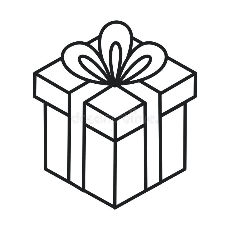 Gift Box with Bow in Outline Style Vector Stock Vector - Illustration ...