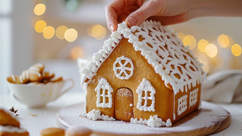 Minimalist Gingerbread House Making Guide in Bright Style on White ...