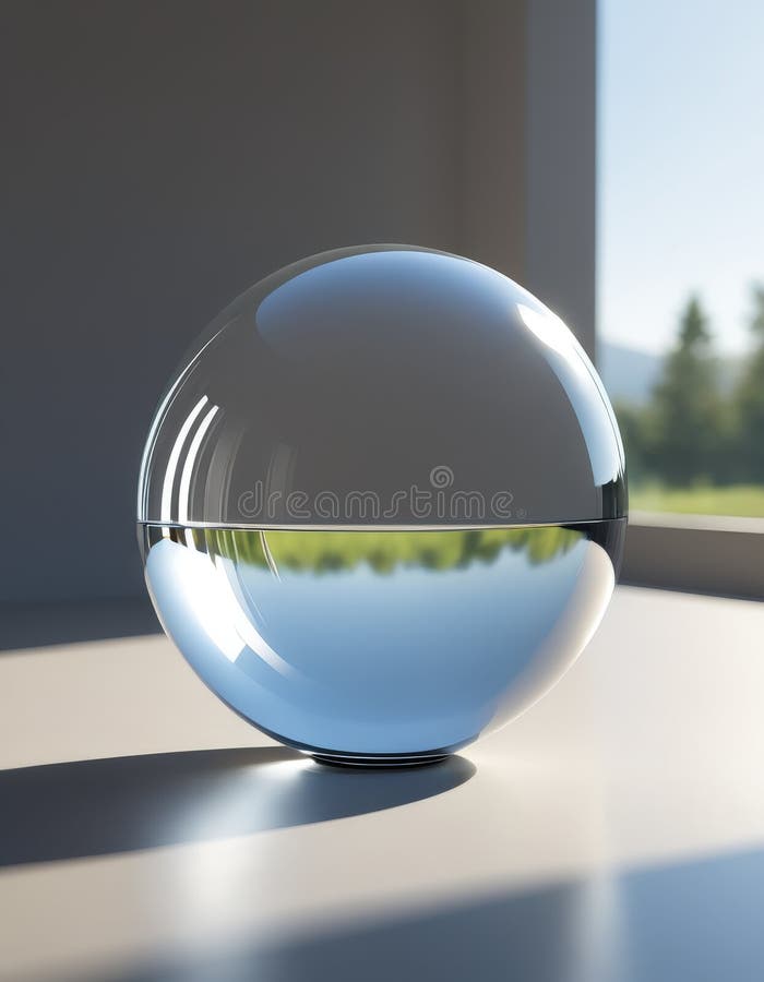 Minimalist Glass Sphere in Sunlight on White Surface Stock Image ...