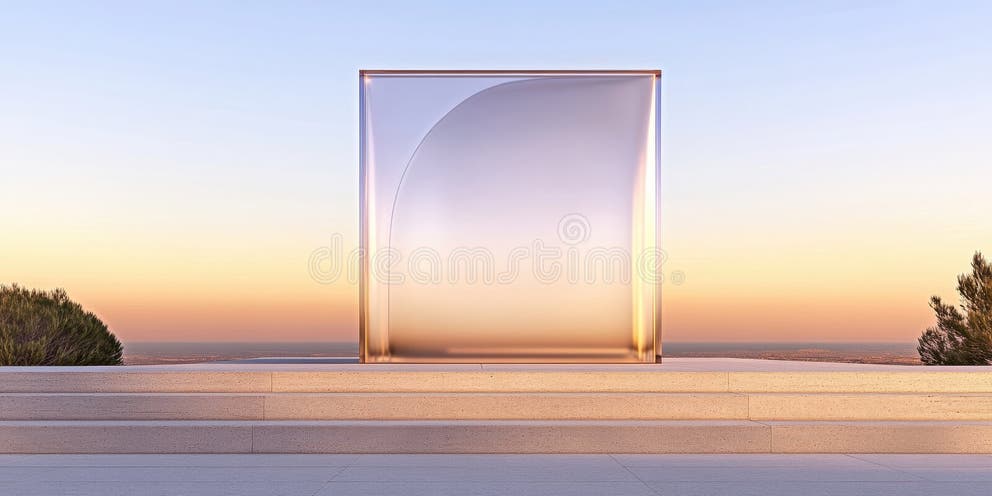 Minimalist Glass Structure at Sunset with Subtle Gradient Background ...