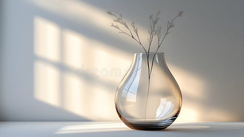 Minimalist Glass Vase with Delicate Branches Casting Soft,dramatic ...