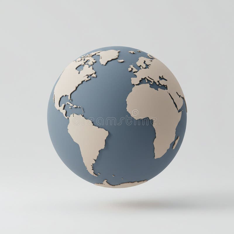 A Minimalist Globe Rendered in a 3D Style. it Features a Smooth, Matte ...