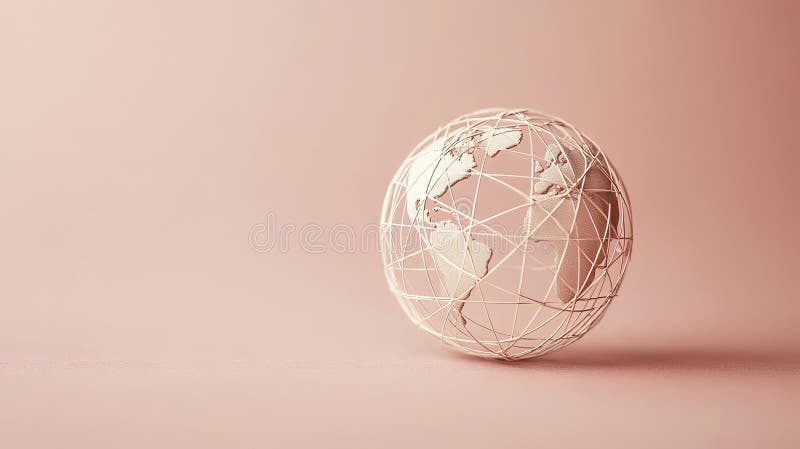 A Minimalist Globe Sculpture on a Soft Pink Background, Symbolizing ...