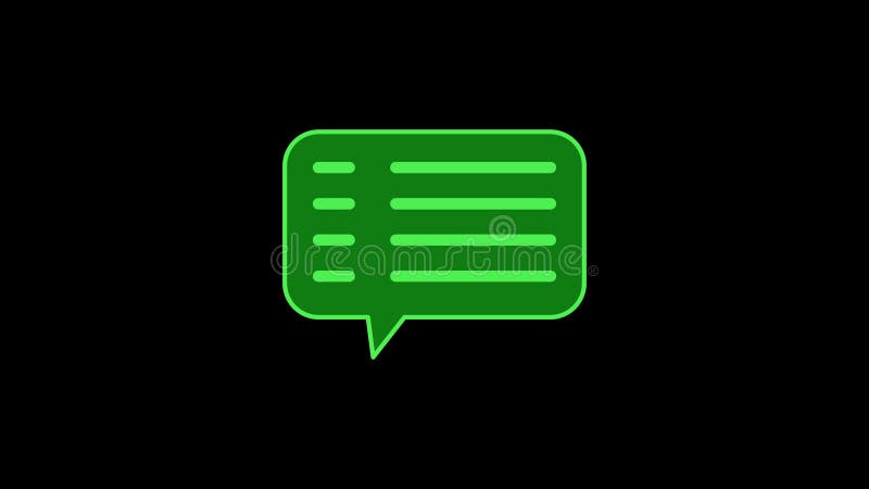 Glowing Green Chat Bubble Icon on Black Background Stock Footage ...