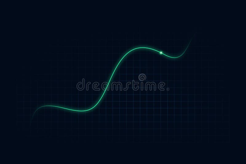 Minimalist Glowing Green Graph with Line Showing Growth, Background ...