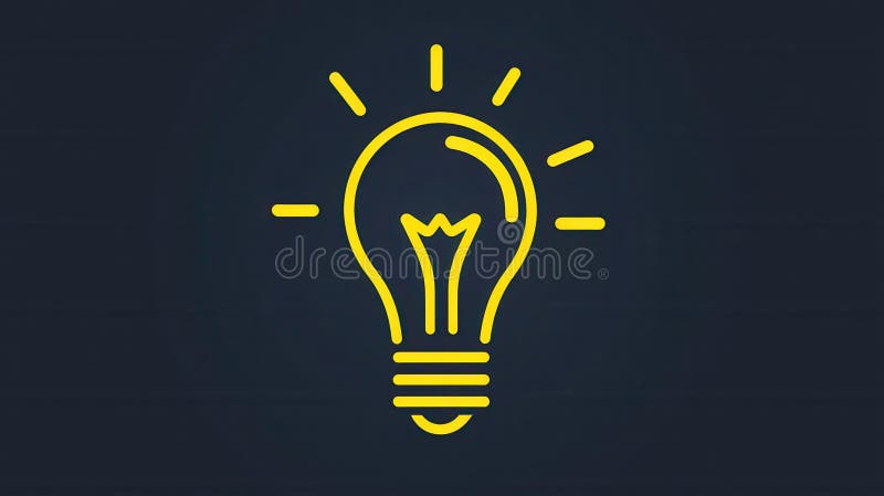 Minimalist Glowing Light Bulb Icon with Bright Yellow Highlights in a ...