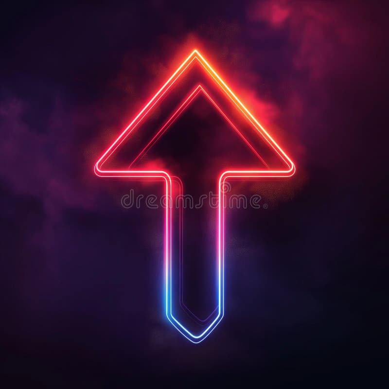 A Minimalist, Glowing Neon Arrow Pointing Upwards with Vibrant Colors ...