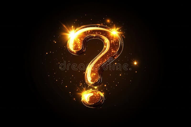 Minimalist Glowing Question Mark Icon with Light Bursts, Modern Flat ...