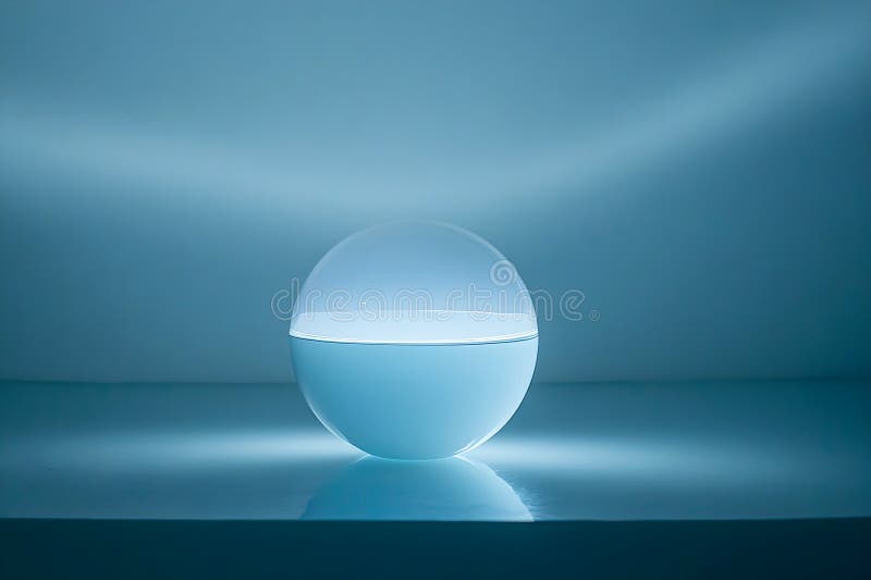 Minimalist Glowing Sphere with Soft Blue Lighting in a Futuristic and ...