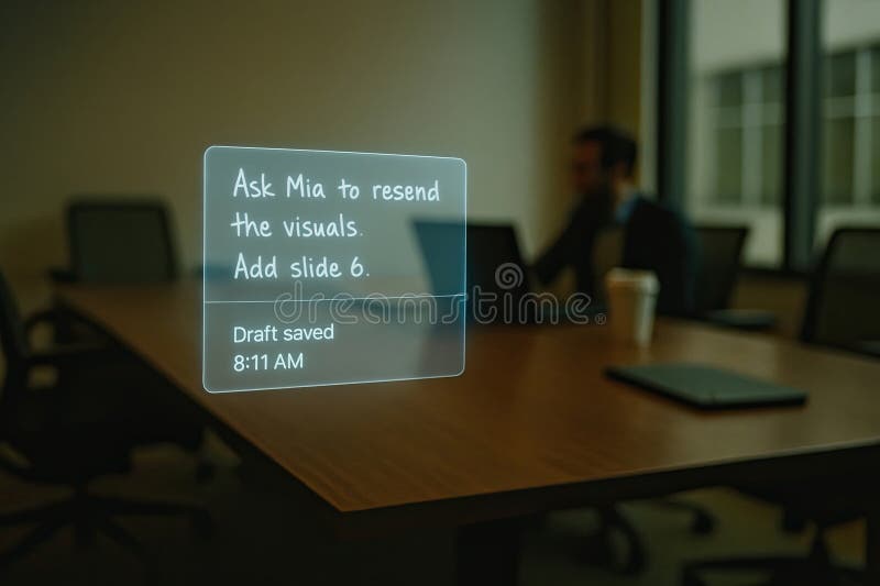 Minimalist Glowing Task Reminder Projected in Quiet Modern Office ...