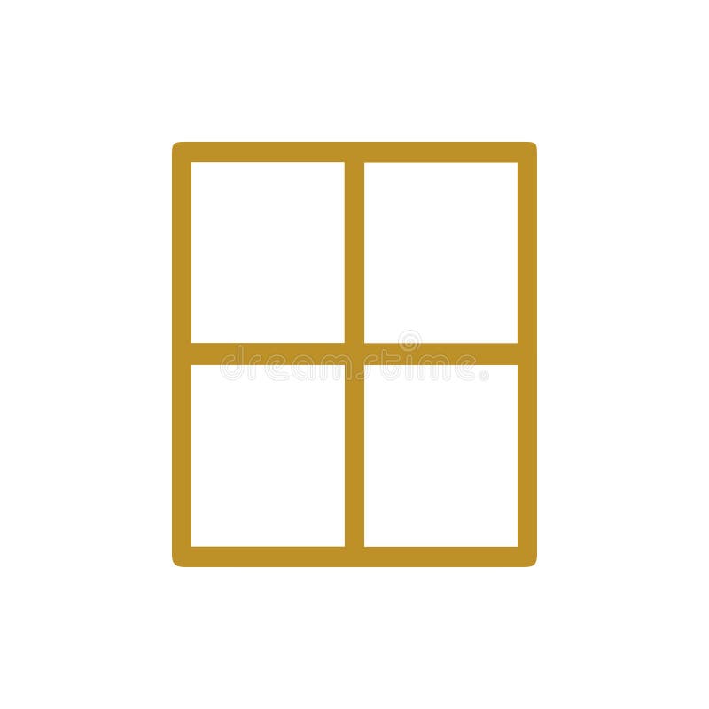 Minimalist Gold Grid Icon Representing Four Squares Layout on White ...