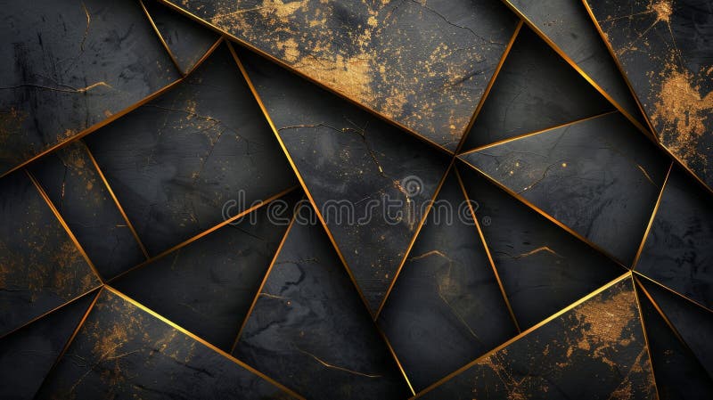 Minimalist Gold Lines and Triangles on Black Background. Stock ...