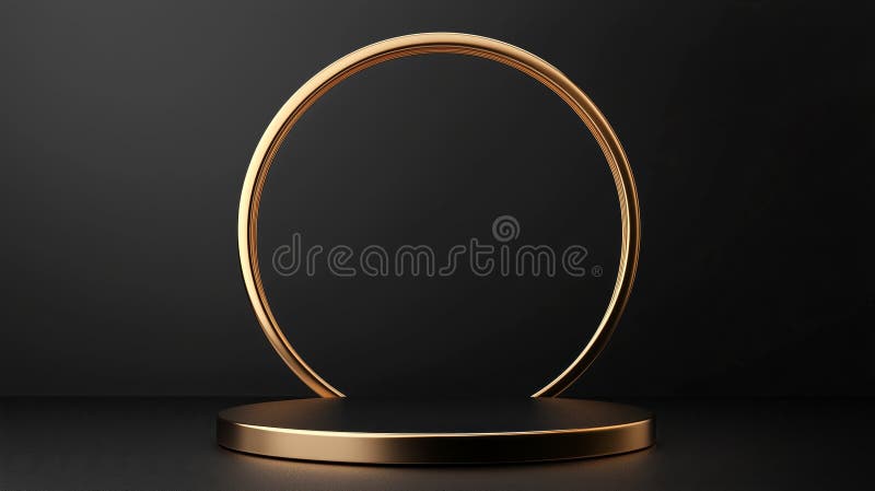 Minimalist Gold Ring Structure on a Black Background, Representing ...