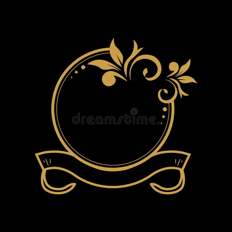 Minimalist Gold Wedding Botanical Vintage Crest Frame Design Stock ...