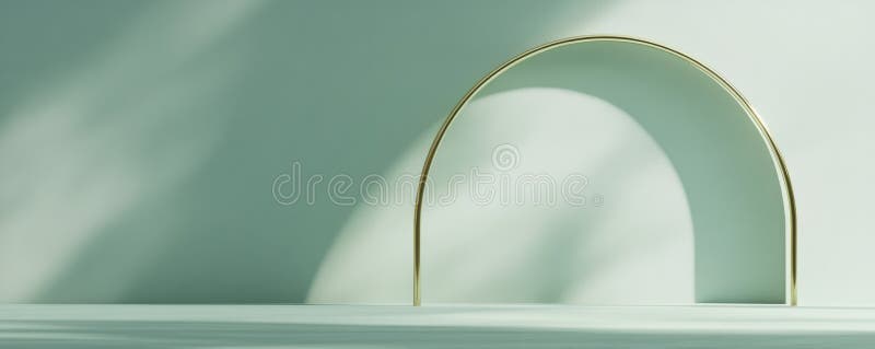 Minimalist Golden Arch Casting a Shadow on a Smooth Surface ...