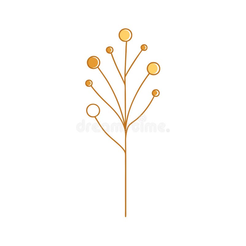 Minimalist Golden Botanical Illustration with Simple Lines and Circular ...