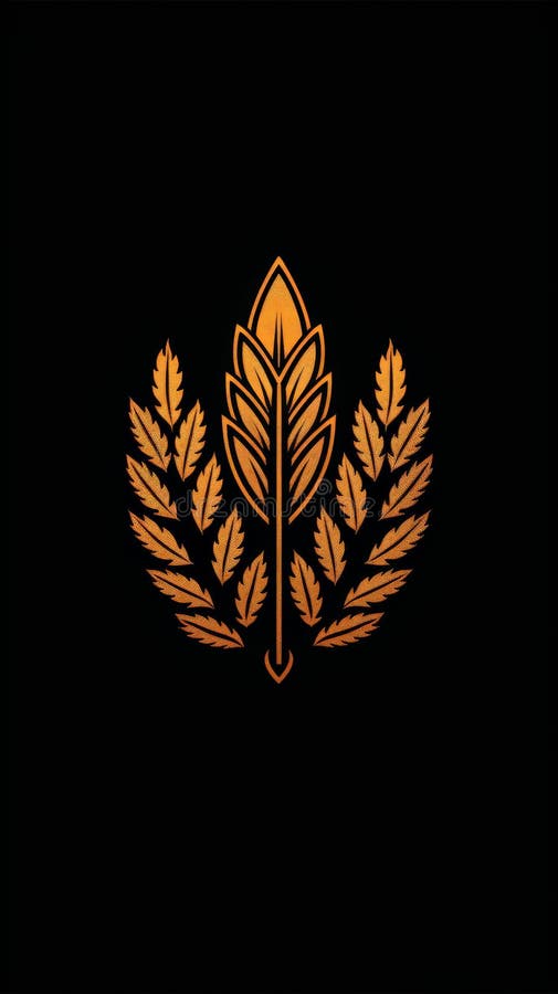 Golden Leaf Emblem.Inferno Spirit Stock Illustration - Illustration of ...