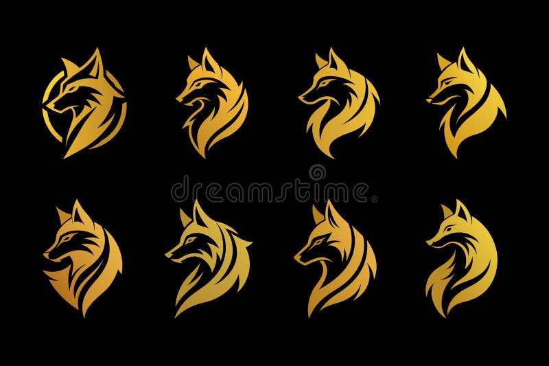 Minimalist Golden Wolf Logo Vector. Stock Vector - Illustration of ...