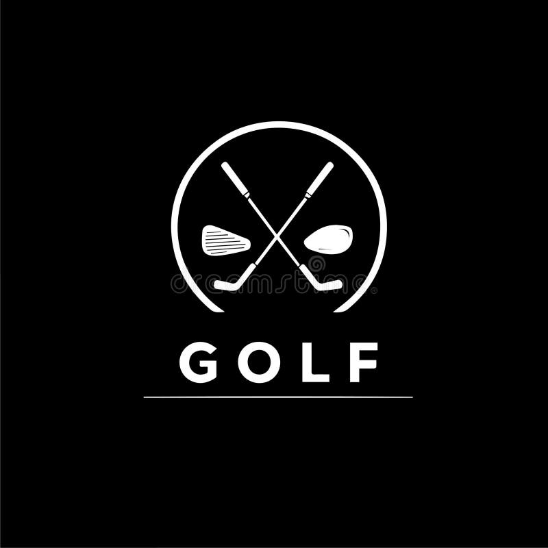 Minimalist Golf Logo with White Circle and Clubs. Stock Vector ...