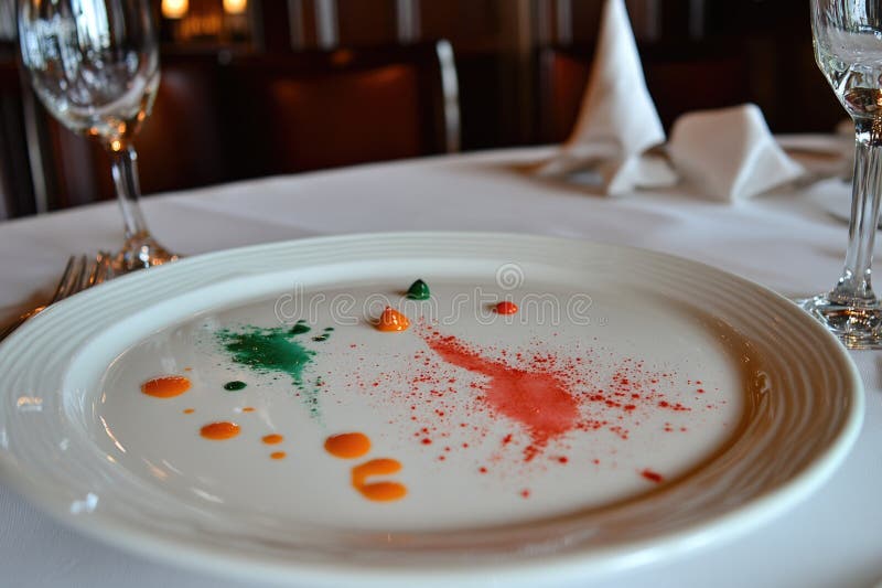 Minimalist Gourmet Dish with Colorful Splashes in Fine Dining ...