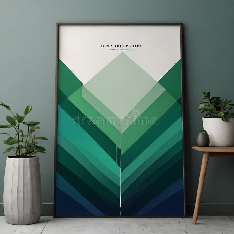 Minimalist Gradient Poster Set with Dynamic Green and Blue Prisms Stock ...