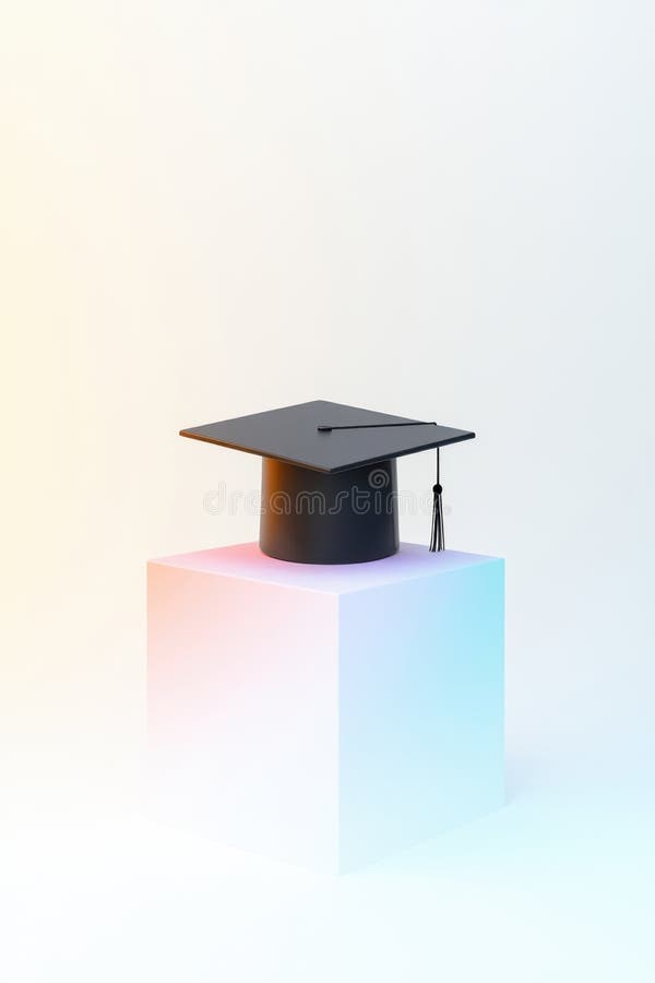 Minimalist Graduation Cap on Geometric Pedestal with Soft Gradient ...