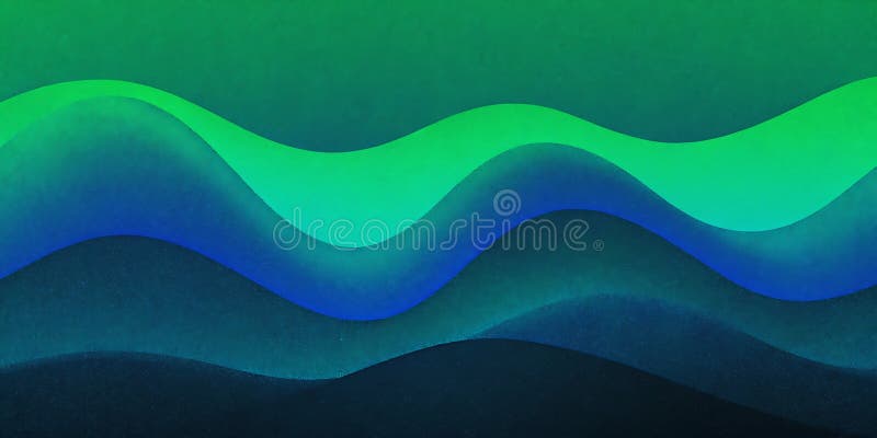 Minimalist Grainy Texture Background with Green and Blue Waves on Black ...