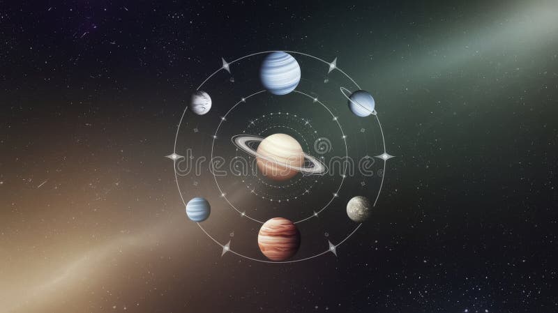 Minimalist Graphic Artwork of Cosmic Planet Alignment in a Stunning ...