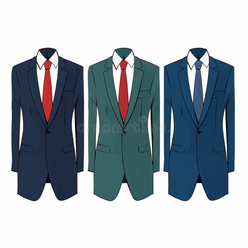 Minimalist Graphic Design of Colorful Suits on White Background Stock ...