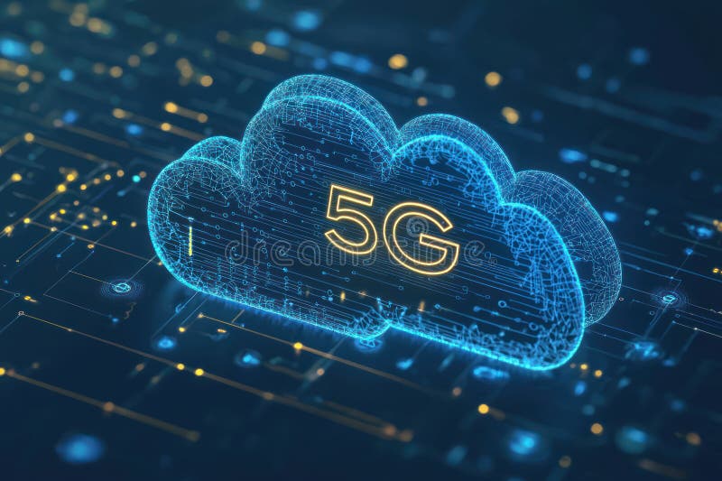 Minimalist Graphic Design of 5G Waves Connecting To Cloud Icon ...